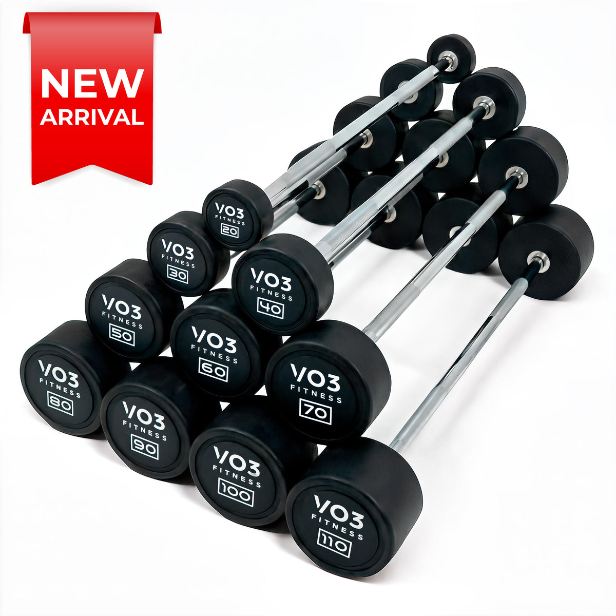 VO3 Fixed Straight Barbell | Commercial Rubber Barbell 20–110 lb ...